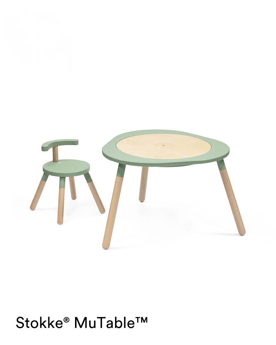 Stokke MuTable V2 leikkipöytä ja tuoli Clover Green - A-T Lastenturva ...